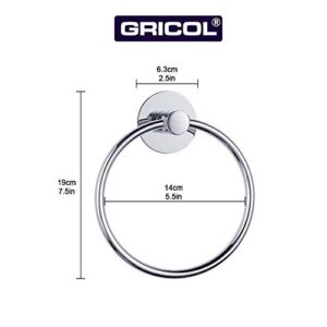 Gricol Towel Ring Nail Free, Self Adhesive, Stainless Steel, No Damage Wall Mouted, Rustproof, Polished Finished