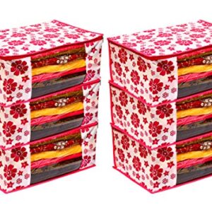 ANKIT INTERNATIONAL Garment Cover Presents Non Woven Floral print Saree Cover Storage Bags for Clothes pack of 6