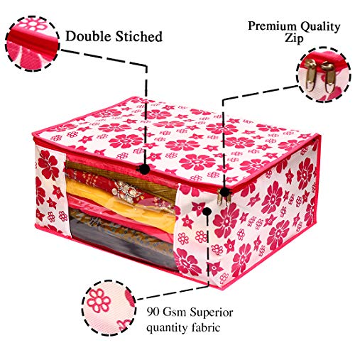 ANKIT INTERNATIONAL Garment Cover Presents Non Woven Floral print Saree Cover Storage Bags for Clothes pack of 6