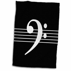 3d rose black bass f-clef staves staff-music musician gift hand towel, 15" x 22", multicolor