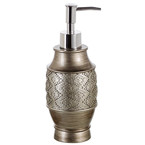 Creative Scents Decorative Bathroom Accessories Set Brushed Silver - 4 Piece Bathroom Set Includes: Soap Dispenser, Toothbrush Holder, Soap Dish and Tumbler, in Beautiful Gift Box (Dublin)