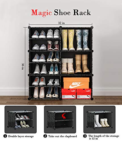 C.G Life 6-Tiers Stackable 24-30 pairs Freestanding Shoe Storage Cabinets with Adjustable Shelving,Withe Shoe Shelf Organizer for Bedroom, Closet, Entryway, Dorm Room,Garage,Shoe Rack have 6 cubes