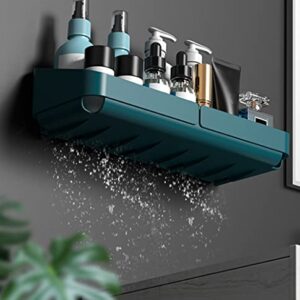 Fineget Plastic Shower Caddy Basket Shelf Large Adhesive Shower Shelves for Wall Bathroom Kitchen Bathtub Rustproof No Drilling Space Saving Shower Storage Organizer Deep Green 2 Pack