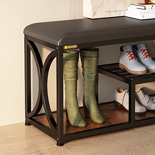 YQ JENMW Shoe Rack Bench for Entryway with Boot Organizer Industrial Entry Bench Shoe Rack Bench for Entryway, Shoe Rack Organizer for Bedroom, Hallway, Bathroom