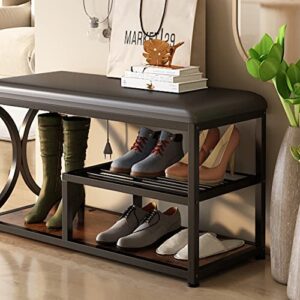 YQ JENMW Shoe Rack Bench for Entryway with Boot Organizer Industrial Entry Bench Shoe Rack Bench for Entryway, Shoe Rack Organizer for Bedroom, Hallway, Bathroom