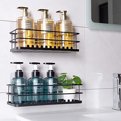 LUXEAR Shower Caddy 2 Pack,Adhesive Shower Shelf for Bathroom Storage&Kitchen,No Drilling,Large Capacity,Rustproof Stainless Steel Bathroom Organizer, Hanging Shower Basket for Inside Shower