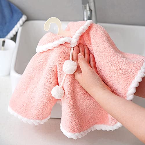 3 Pack Bathroom Kitchen Facial Cheongsam Hand Towels - Chinese Style Soft Coral Fleece Ring Hanging Towel Decor Cute Towel Face Towel Decor - Fun Housewarming (3 Pack Pink Shawl)