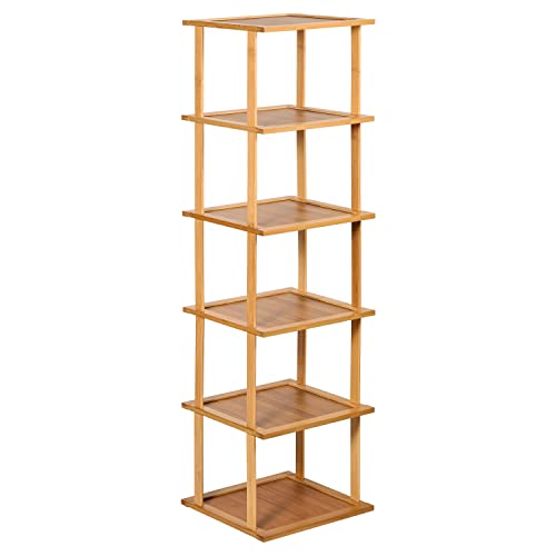 NATTHSWE Bamboo Vertical Shoe Rack - 6 Tier Narrow Free Standing Shoe Rack Organizer for Entryway, Skinny Standing Shoe Rack Shelf for Bedroom Closet Small Spaces