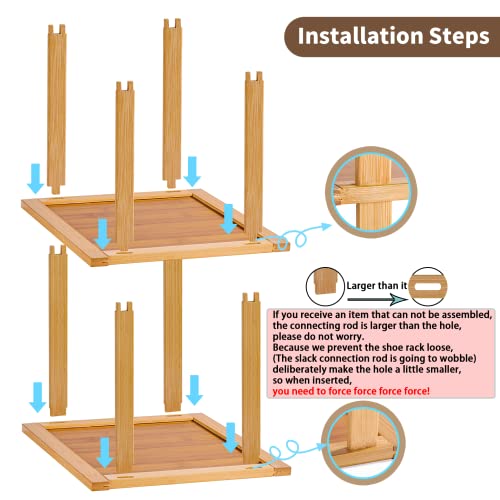 NATTHSWE Bamboo Vertical Shoe Rack - 6 Tier Narrow Free Standing Shoe Rack Organizer for Entryway, Skinny Standing Shoe Rack Shelf for Bedroom Closet Small Spaces