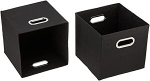 household essentials 34-1 decorative storage cube set with removable lids | black | 2-pack