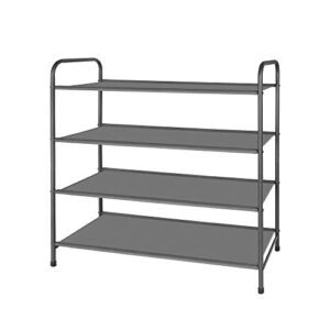 max houser shoe rack storage organizer 4 tier free standing fabric shoe shelf compact shoe closet organizer stand shoe rack shelf for 12-20 pairs, for entryway closet bedroom (dark grey)