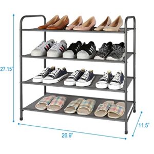 MAX Houser Shoe Rack Storage Organizer 4 Tier Free Standing Fabric Shoe Shelf Compact Shoe closet Organizer Stand Shoe Rack Shelf for 12-20 Pairs, for Entryway Closet Bedroom (Dark Grey)