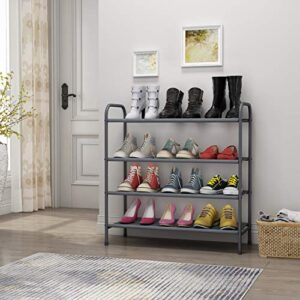 MAX Houser Shoe Rack Storage Organizer 4 Tier Free Standing Fabric Shoe Shelf Compact Shoe closet Organizer Stand Shoe Rack Shelf for 12-20 Pairs, for Entryway Closet Bedroom (Dark Grey)