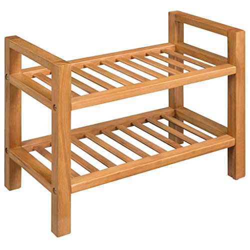 Shoe Rack with 2 Shelves,Entryway Shoe Storage,Small Storage Cabinet,for Hallway, Living Room, Bedroom, Solid Oak Wood 19.7"x10.6"x15.7"