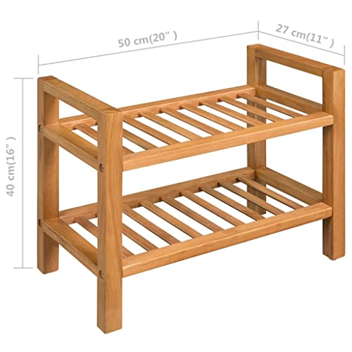 Shoe Rack with 2 Shelves,Entryway Shoe Storage,Small Storage Cabinet,for Hallway, Living Room, Bedroom, Solid Oak Wood 19.7"x10.6"x15.7"