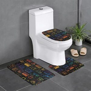 3 pieces bathroom rugs set game video gaming pattern print 3 pieces bathroom rugs set bath mat+contour+toilet lid cover bathroom antiskid pad