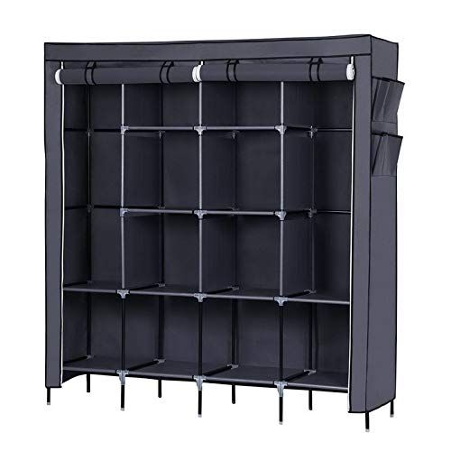 YUFENGZHE Wardrobe Storage Closet Clothes Portable Wardrobe Storage Closet Portable Closet Grey 001 003