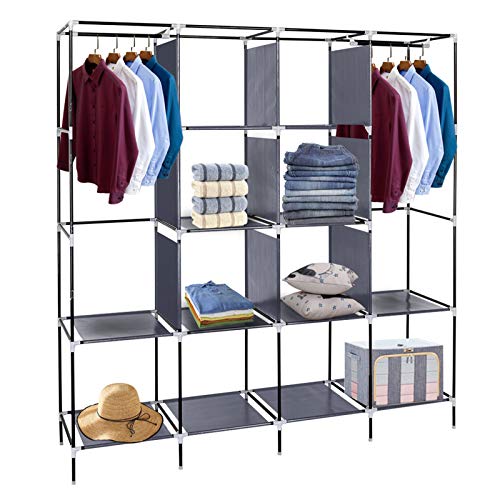 YUFENGZHE Wardrobe Storage Closet Clothes Portable Wardrobe Storage Closet Portable Closet Grey 001 003