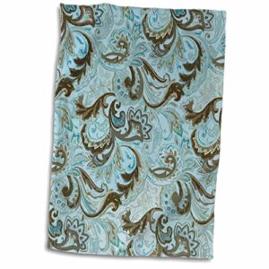 3d rose abstract brown n aqua paisley twl_61890_1 towel, 15" x 22"