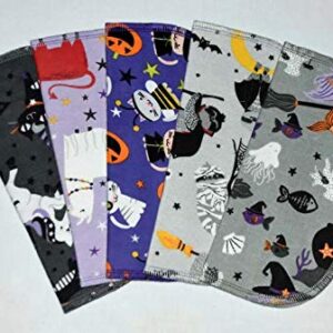 2 Ply Printed Flannel Little Wipes (R) Set of 5 8x8 inch Napkins Creepy Cuties Halloween