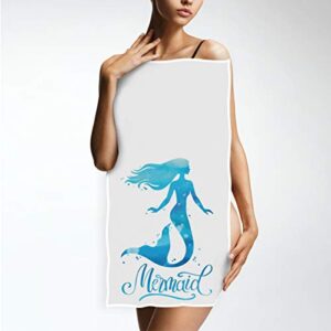 Pfrewn Mermaid Girl Hand Towels 16x30 in Fish Scales Bathroom Towel Soft Absorbent Ocean Sea Underwater Summer Small Bath Towel Kitchen Dish Guest Towel Home Bathroom Decorations