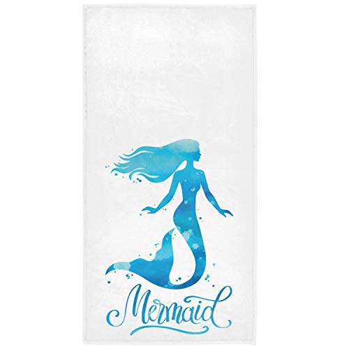 Pfrewn Mermaid Girl Hand Towels 16x30 in Fish Scales Bathroom Towel Soft Absorbent Ocean Sea Underwater Summer Small Bath Towel Kitchen Dish Guest Towel Home Bathroom Decorations