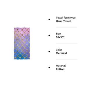 Naanle Chic Magic Colors Mermaid Fish Scales Print Soft Absorbent Large Hand Towels Multipurpose for Bathroom, Hotel, Gym and Spa (16" x 30",Floral)