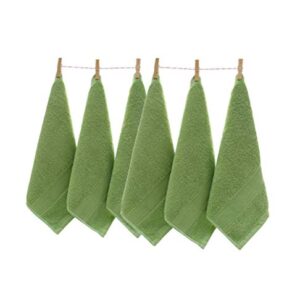 JINGXIN Cotton Face Cloth Thicken Absorbent Washcloths for Daily Use,13.7 x 13.7 Inch,Green,6 Pack