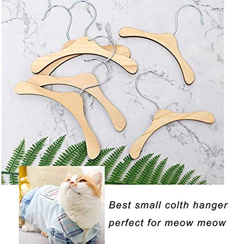 5 Pack Kids Hangers Baby Hanger Wooden ,8.6 INCH Pet Clothes Hangers for for Dog Cat Baby Toddler Kids Little Hangers for Doll Dress Clothes Gown Outfit Holders Accessories (L)