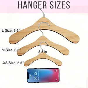 5 Pack Kids Hangers Baby Hanger Wooden ,8.6 INCH Pet Clothes Hangers for for Dog Cat Baby Toddler Kids Little Hangers for Doll Dress Clothes Gown Outfit Holders Accessories (L)