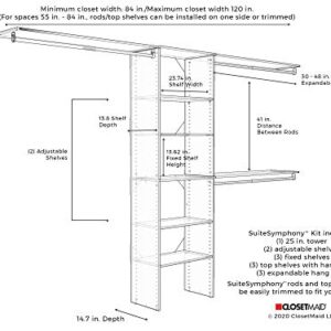 ClosetMaid SuiteSymphony Closet Organizer with Shelves, 25-Inch-Pure White