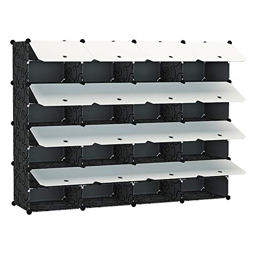 KOUSI 96-Pairs Shoe Organizer Shoe Rack Shoe Tower Storage Cabinet Storage Organizer Modular Shoe Cabinet, Black