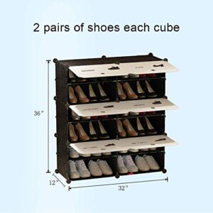 KOUSI 96-Pairs Shoe Organizer Shoe Rack Shoe Tower Storage Cabinet Storage Organizer Modular Shoe Cabinet, Black