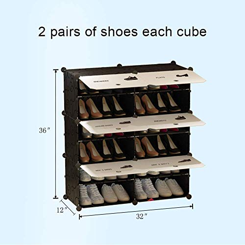 KOUSI 96-Pairs Shoe Organizer Shoe Rack Shoe Tower Storage Cabinet Storage Organizer Modular Shoe Cabinet, Black