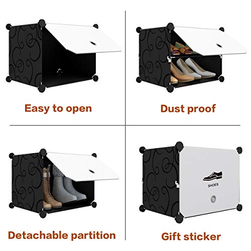 KOUSI 96-Pairs Shoe Organizer Shoe Rack Shoe Tower Storage Cabinet Storage Organizer Modular Shoe Cabinet, Black