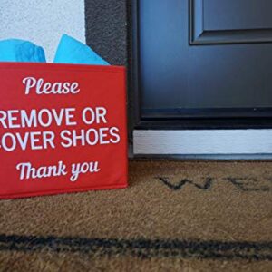 RE GOODS Shoe Cover Box | Disposable Shoe Bootie Holder For Realtor Listings and Open Houses, Please Remove Your Shoes Sign, Real Estate Agent Supplies