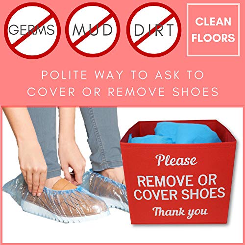 RE GOODS Shoe Cover Box | Disposable Shoe Bootie Holder For Realtor Listings and Open Houses, Please Remove Your Shoes Sign, Real Estate Agent Supplies