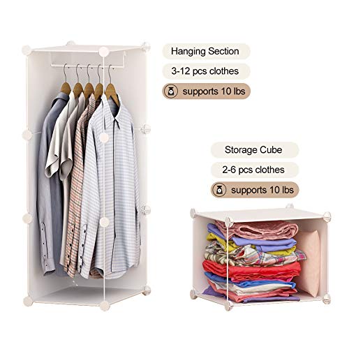 GEORGE&DANIS Portable Closet Wardrobe Cube Storage Cube Organizer Cube Shelf Armoire Bedroom Dresser (71x18x71 inches) 5x5 Tiers, White