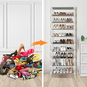 Himimi 10 Tiers Shoe Rack, Non-Woven Fabric Shoe Tower Stand, Easy Assembled Shoe Shelf Organizer Closet for Home, Sturdy Shelf Storage Organizer Cabinet