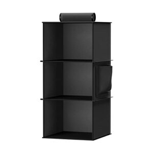 YOUDENOVA Hanging Closet Organizer, 3-Shelf Closet Hanging Storage Shelves, Black