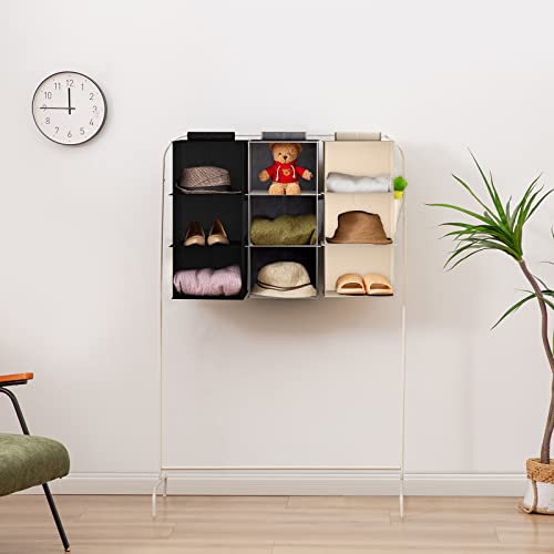 YOUDENOVA Hanging Closet Organizer, 3-Shelf Closet Hanging Storage Shelves, Black