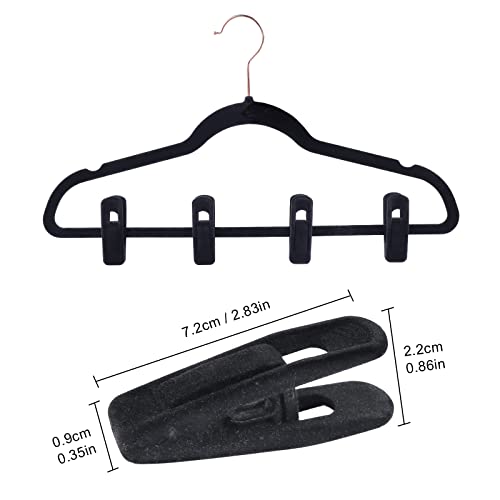 Velvet Hangers Clips, DIGHEIGG Clothes Pins for Pants Hangers Skirt Hangers, Black Strong Clips for Kids Toddler Hanger for Closet Organizer 16 Pack