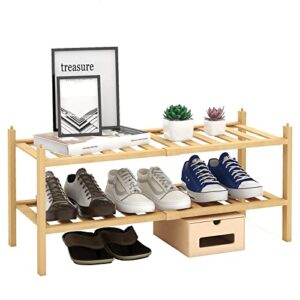 olgemo （2-tier stackable shoe rack freestanding shoe rack multi-purpose storage rack bamboo shoe rack shoe organizer small shoe rack entrance shoe rack closet shoe rack