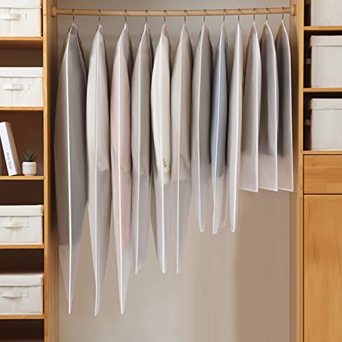 Perber Hanging Garment Bags Clear Suit Bag (Set of 10) Lightweight Dust-Proof Clothes Cover Bags with Full Zipper for Closet Storage and Travel -24'' x 32'' x 40'' x 48''/10 Pack