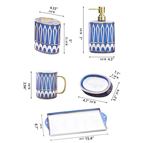 TFIIEXFL Ceramic Bath Accessory Set | Includes Liquid Soap or Lotion Dispenser w/Toothbrush Holder, Tumbler, Soap Dish