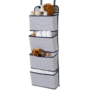 bluocnmkt 4-shelf hanging closet organizer door hanging shoe organizer for storing shoes, cosmetics, stationery, sundrie (blue dot)