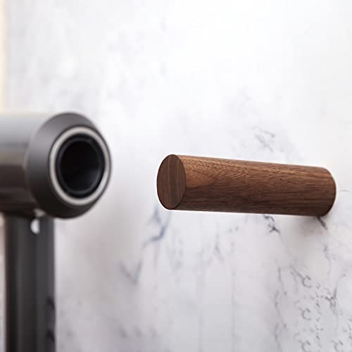 Alaisee Hair Dryer Holder, Wood Wall Mount Holder for Dyson Supersonic Hair Dryer, Walnut