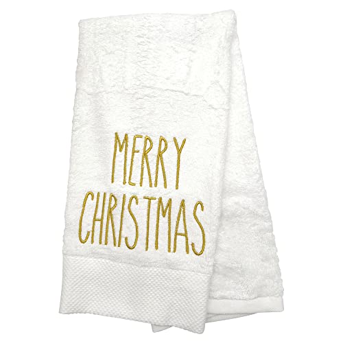 Merry Christmas Hand Towel - Embroidered Hand Towel - 100% Cotton Towel - Holiday Decor Dish Towels Fingertip Towel