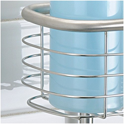 InterDesign iDesign Hanging Shower Caddy, Small Stainless Steel Shower Organiser for Shampoo, Shower Gel, Conditioner and More, Compact Bathroom Storage with Two Trays, Silver