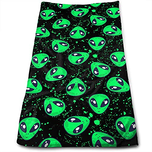 Alien Pattern Highly Absorbent Washcloth Decorative Hand Towels Multipurpose for Bathroom, Hotel, Gym and Spa (12 X 27.5 Inches)…